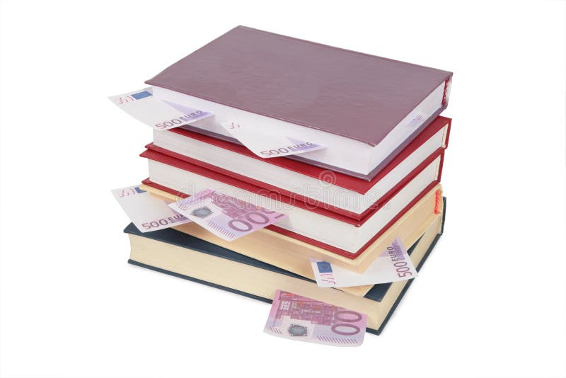 Cup of books with euro 2 stock photo. Image of investment - 4298514