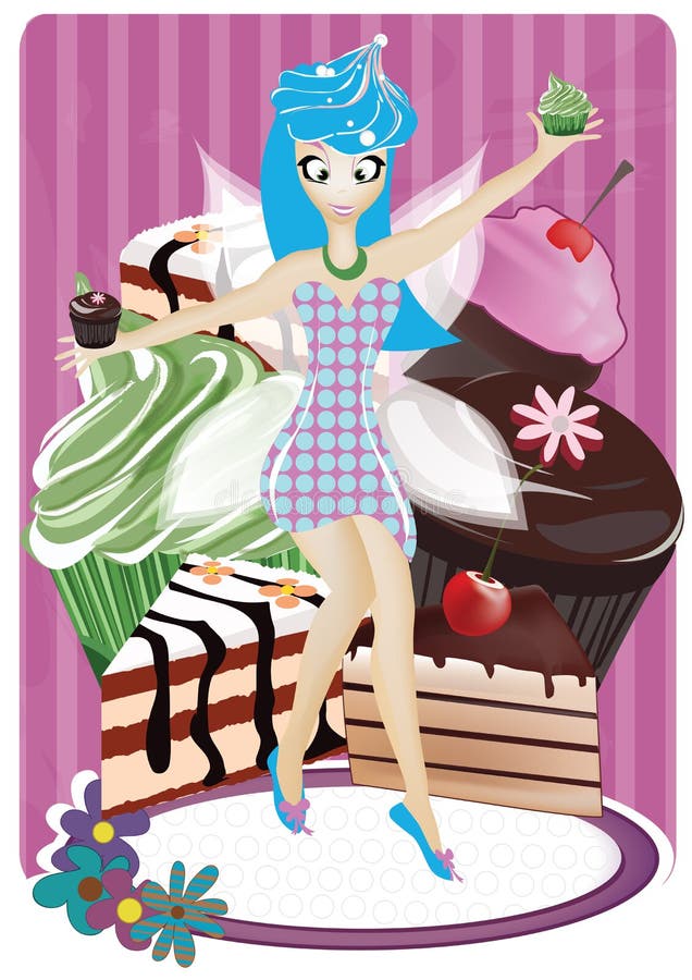 Cup cake fairy stock illustration. Illustration of draw - 32287873