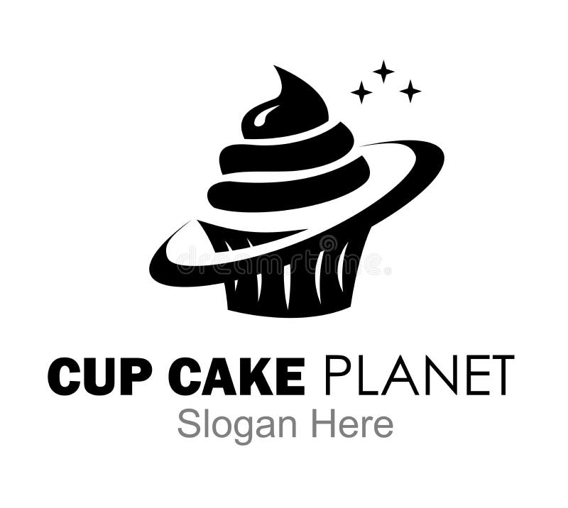 Cup Cake Planet Silhouette Logo Design Concept Stock Vector ...