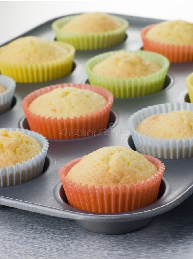 Cup Cakes in a Cup Cake Tray Stock Photo - Image of cakes, ingredient ...