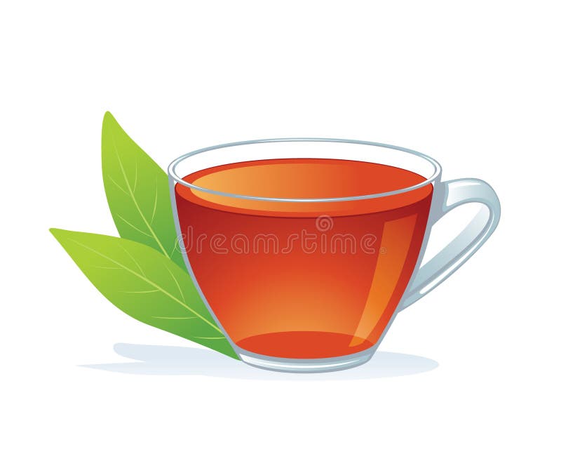 Cup of Ceylon Tea with Leaf on White Background.Ceylon Tea in a Glass ...