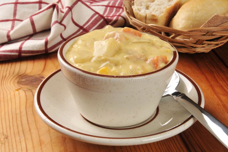 Cup of chicken chowder stock image. Image of vegetables - 45503569