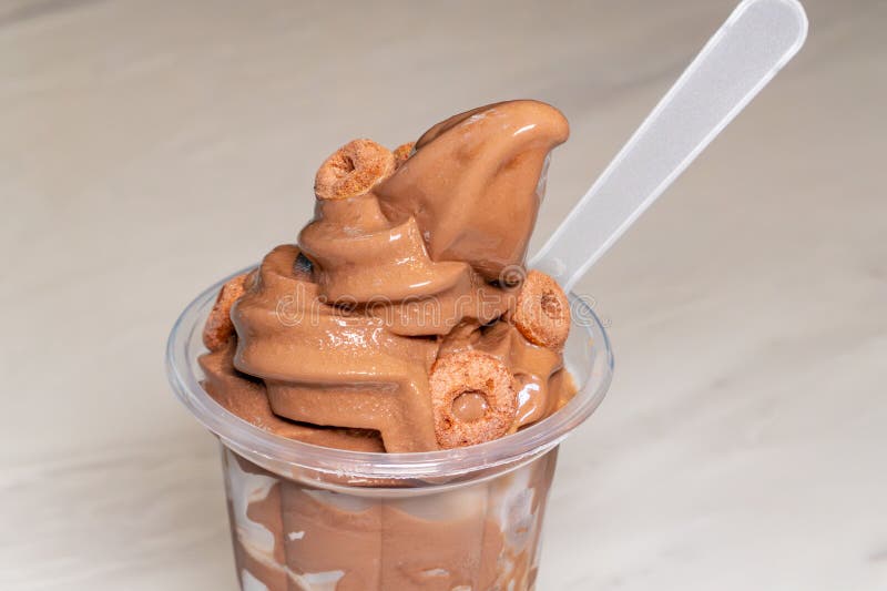 Cup of Chocolate Flavor Ice Cream Horizontal Composition Stock Photo ...