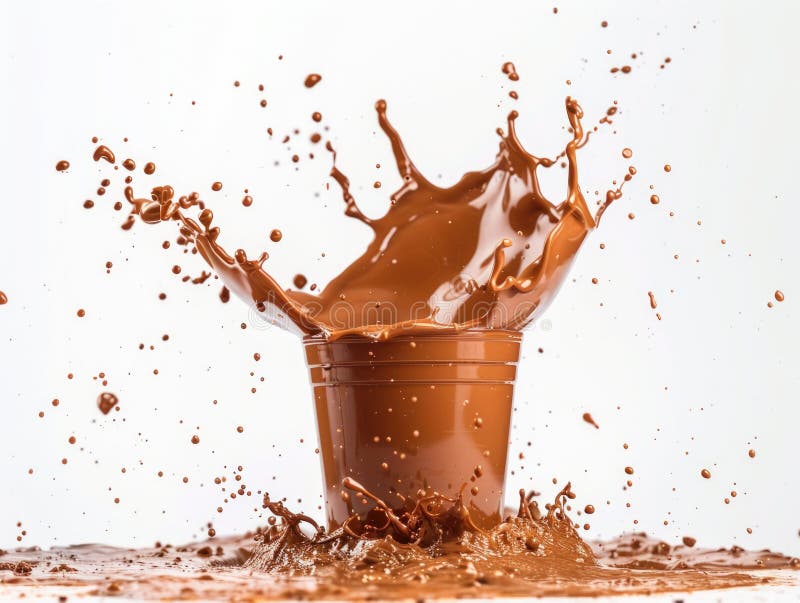 A Cup of Chocolate Milk is Splashed with Chocolate, Creating a Messy ...