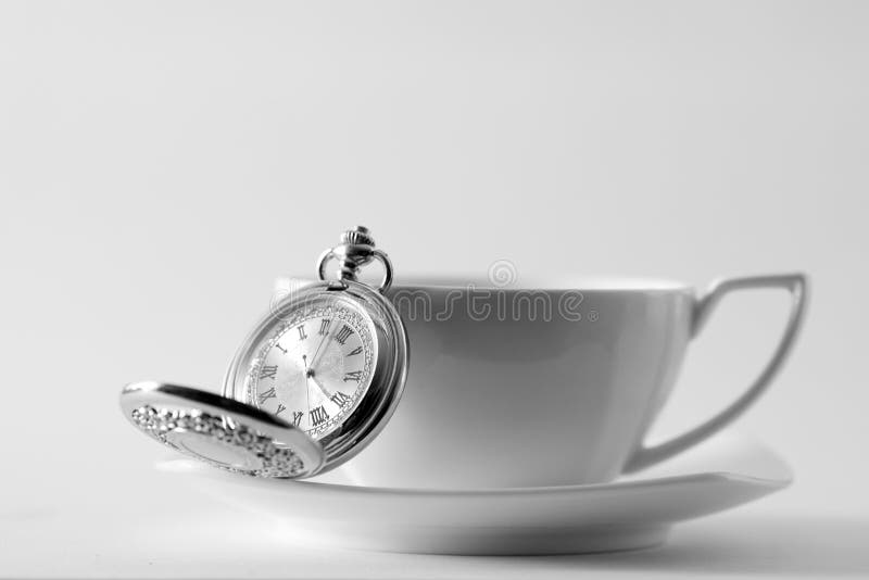 Cup and clock stock image. Image of reto, break, pocket - 81076799