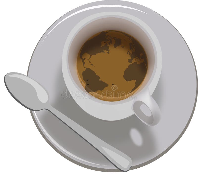 Cup of Coffee from Above in Image Planet Earth- Stock Vector ...