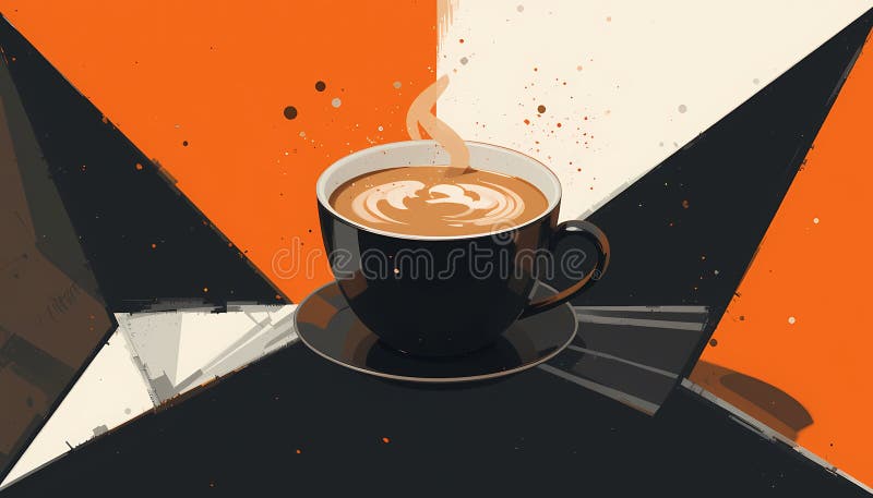 A Cup of Coffee on an Abstract Background Stock Illustration ...