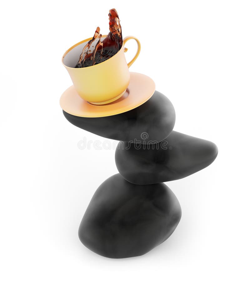 Cup with Coffee Balancing on Stones Stock Illustration - Illustration ...