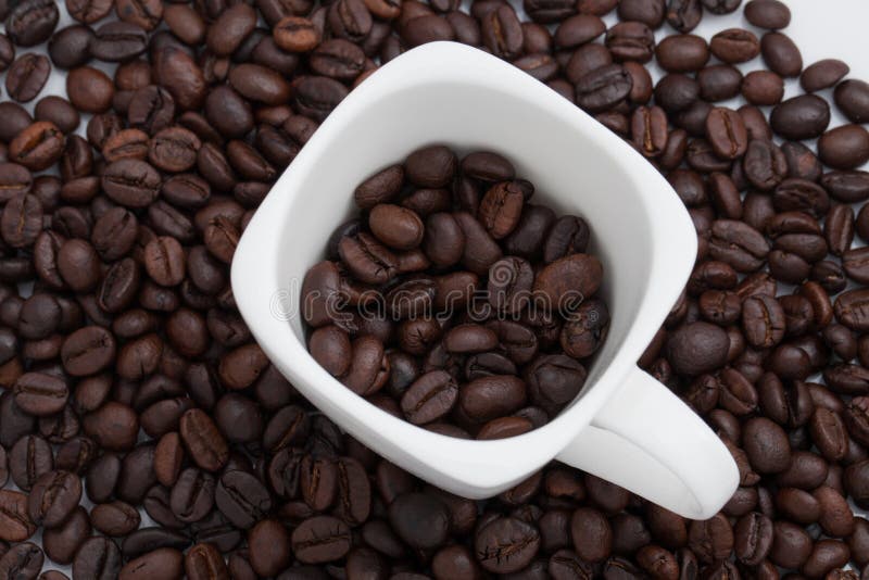 Cup of coffee beans stock image. Image of drink, beverage - 35664771
