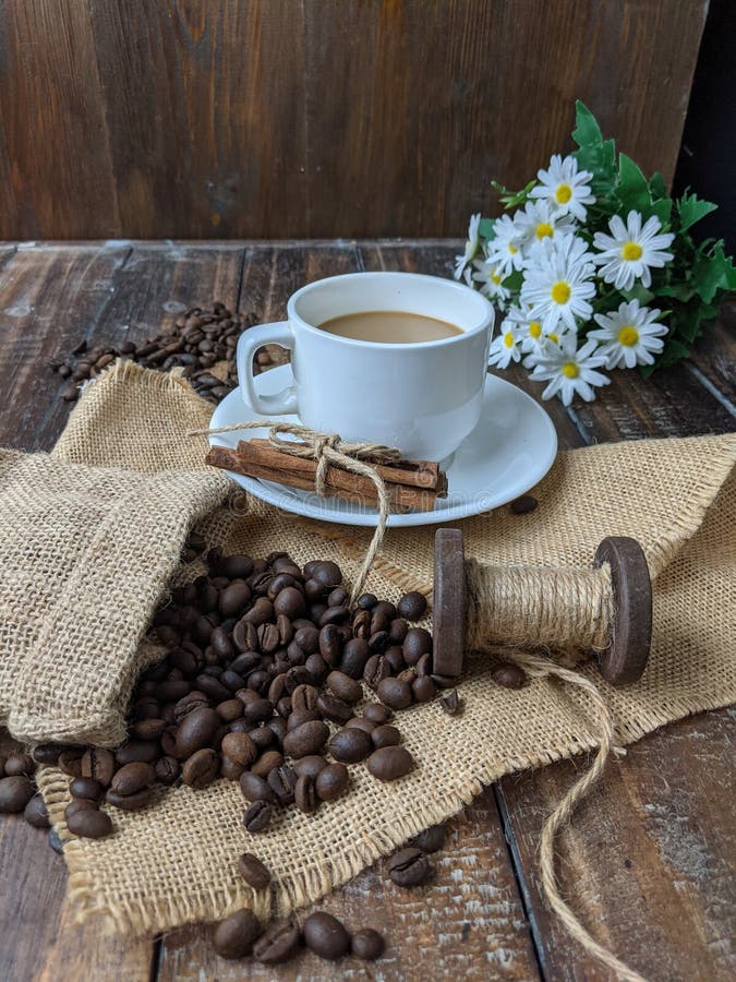 A Cup of Coffee with Coffee Beans As a Drink Concept Stock Image ...