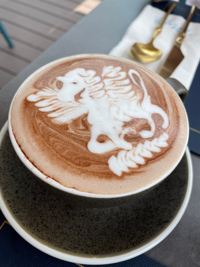 Cup of Coffee with Beautiful Latte Art on the Surface Stock Photo ...