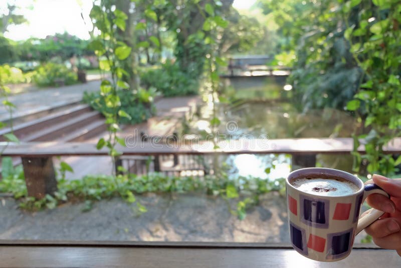 Cup of Coffee and Beautiful Nature Stock Image - Image of signs, coffee ...