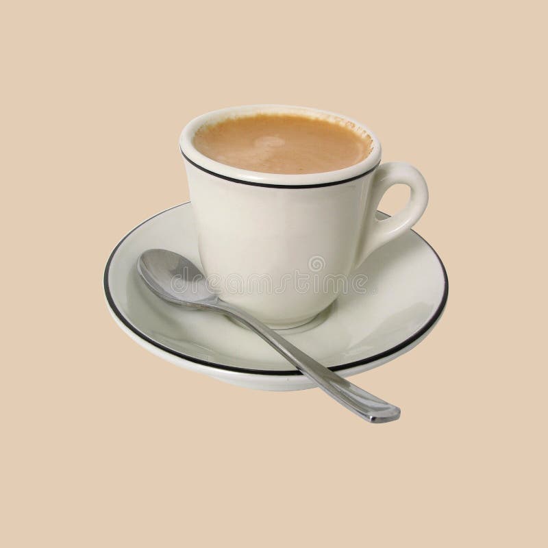 Cup of Coffee on a Beige Background Stock Photo - Image of saucer ...