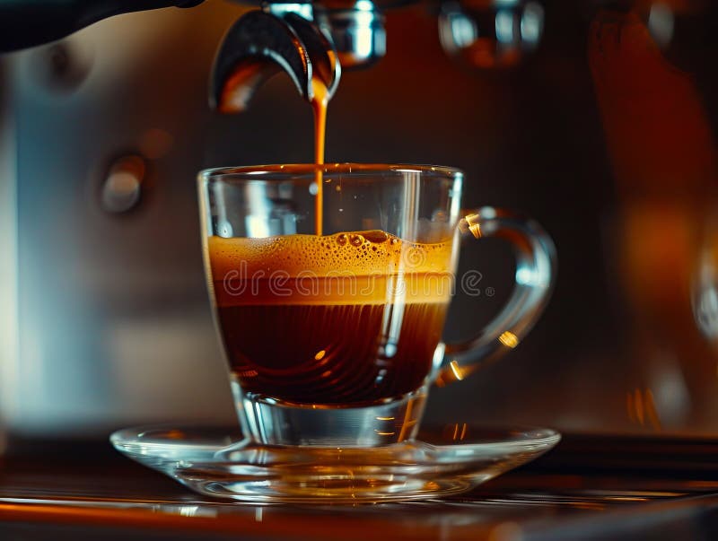A Cup of Coffee Being Poured into a Glass Stock Image - Image of ...