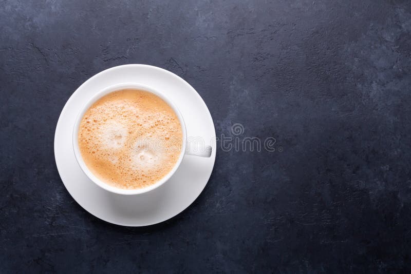 Cup of Coffee on Black Stone Background Horizontal Banner Stock Photo ...