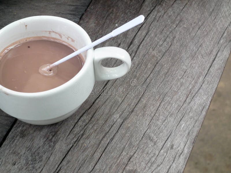 Cup Coffee Black White Wood Break Time Stock Photo - Image of full ...