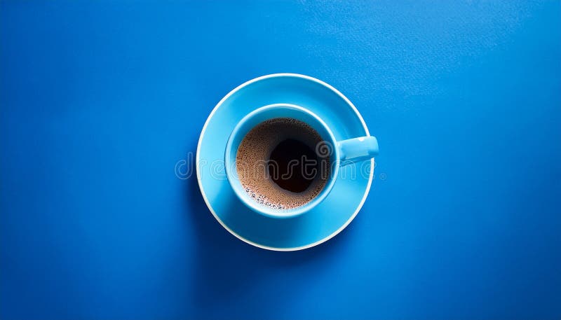 Cup of Coffee on Blue Background Stock Illustration - Illustration of ...