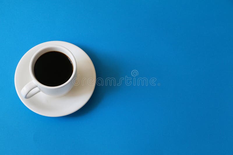 Cup of Coffee on Blue Background Stock Image - Image of flat, home ...