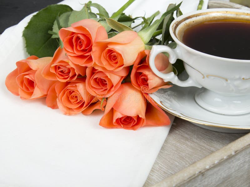 Cup Coffee Red Roses Stock Photos - Download 1,718 Royalty Free Photos