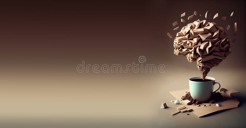 Cup of Coffee with a Brain Splash and Paper, Creative and Innovative ...