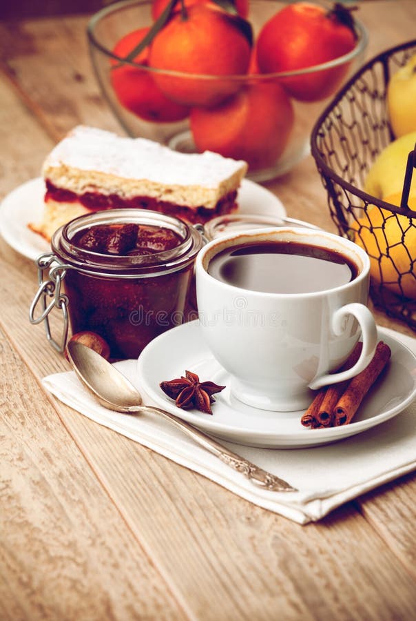 Cup Coffee Breakfast Rustic Style Stock Image - Image of ripe, layout ...