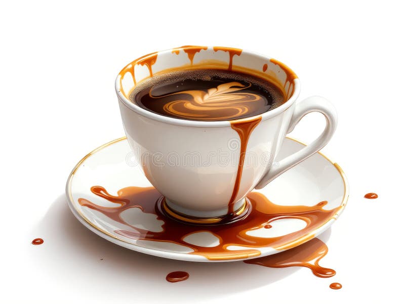 Cup of Coffee with a Brown Drizzle on the Side Stock Photo - Image of ...
