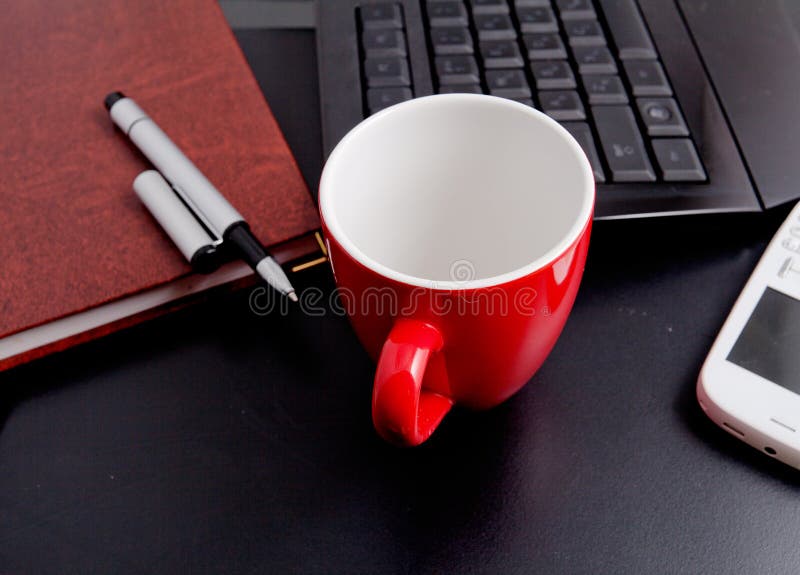 Cup of Coffee and Business Objects Stock Image - Image of casual ...