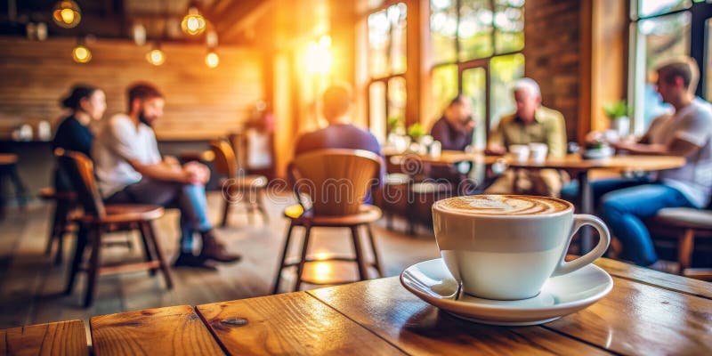 A Cup of Coffee in a Busy Cafe, Close-up, Coffee, Cafe, Sunlight Stock ...