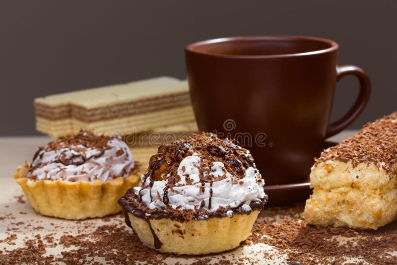 Cup of Coffee and Cake on a Table Stock Image - Image of drink, cake ...