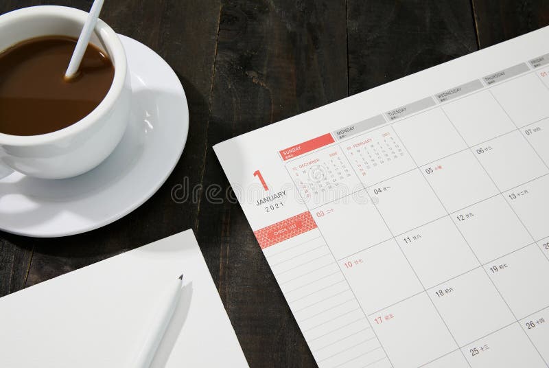 Cup of Coffee and a Calendar - the First Day of the Year Stock Photo ...