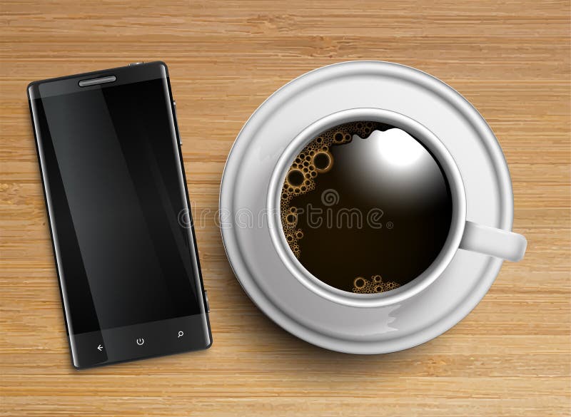 A Cup of Coffee with a Cellphone Stock Vector - Illustration of modern ...