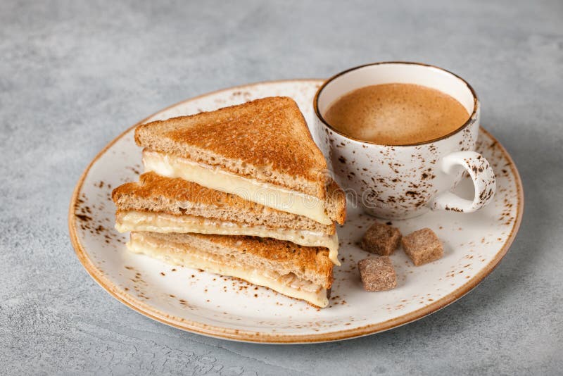 Cup of Coffee and Cheese Toasted Sandwich Stock Image - Image of cheese ...