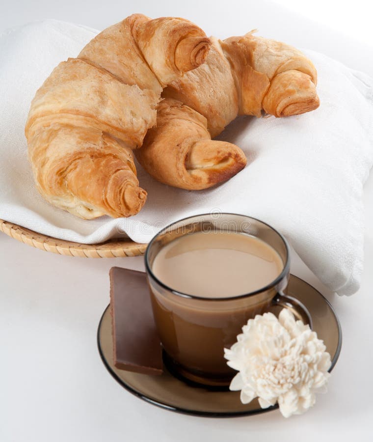 A Cup of Coffee and a Cornetto Stock Image - Image of food, macro: 31942799