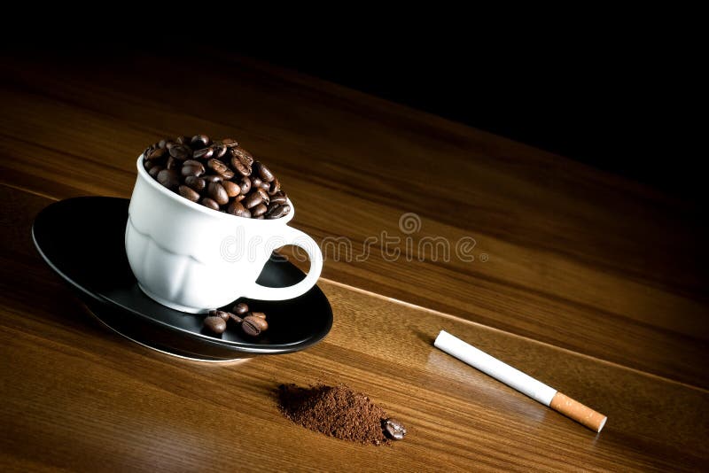 Cup coffee and cigarette stock photo. Image of energy - 21381024
