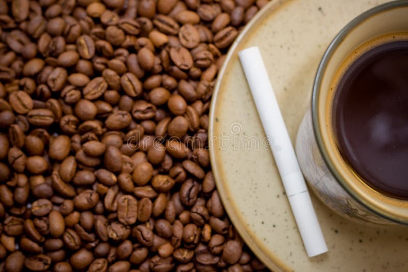 Cup of Coffee and Cigarette Stock Image - Image of black, pause: 3581211