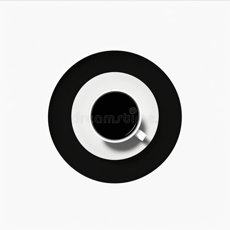 Cup of Coffee in a Circle, Black and White Logo, Flat Image, Minimalism ...