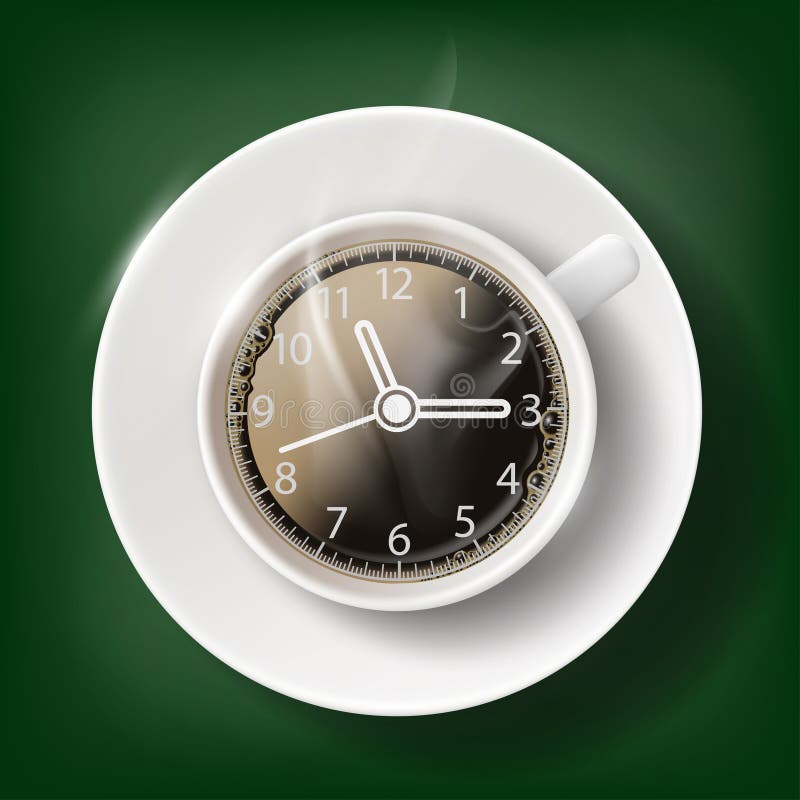 Cup of Coffee with a Clock Face. Stock Vector - Illustration of ...