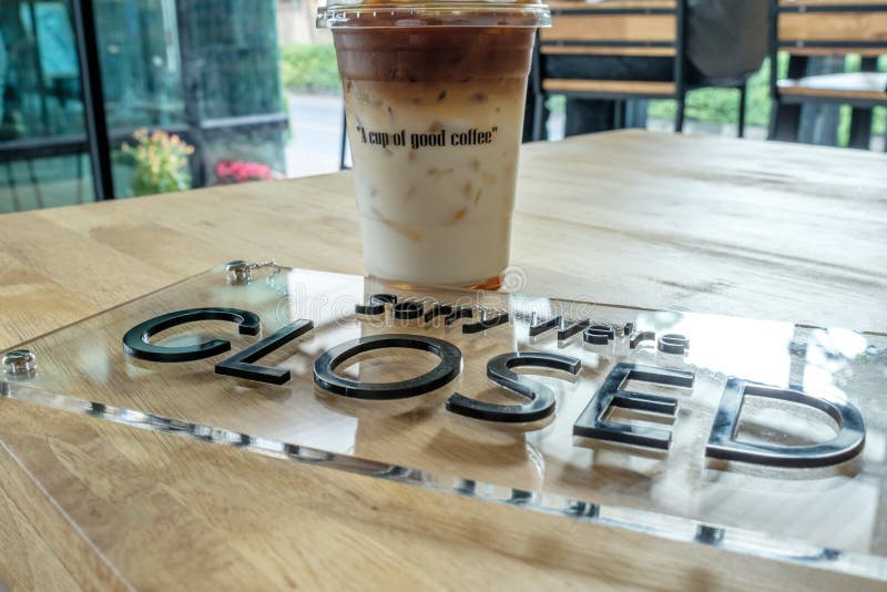 A Cup of Coffee with Closed Sign Stock Photo - Image of sign, coffee ...