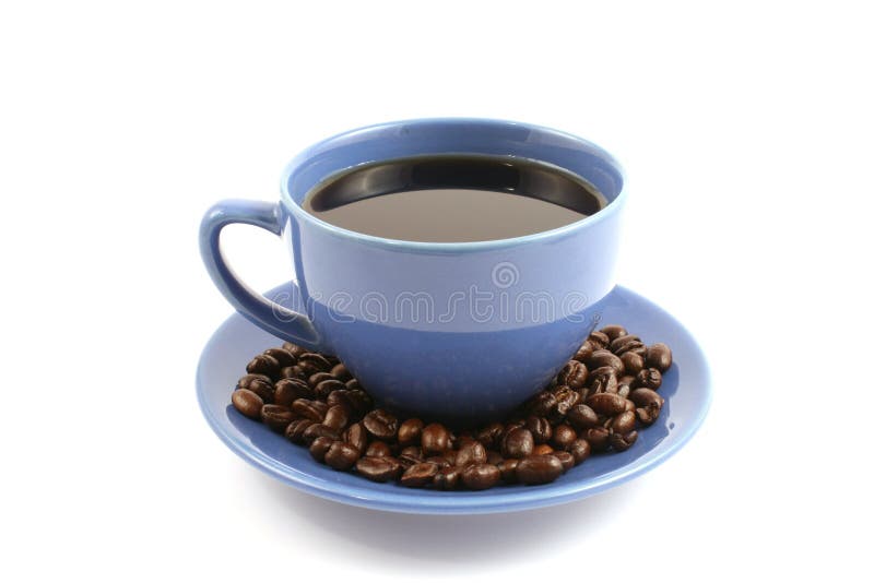 Cup of Coffee with Coffee Beans on Plate Stock Photo - Image of bean ...