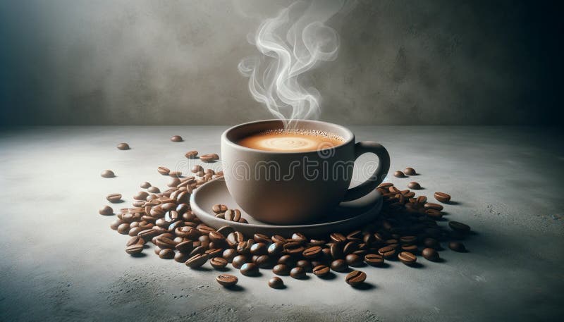 Coffee Beens Exploding Over Cappuccino Cup Background Selective Focus ...