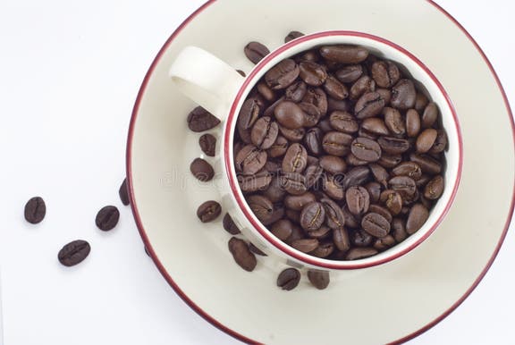Cup of Coffee with Coffee Grains Stock Photo - Image of nutrition ...
