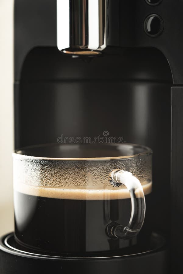 Cup of Coffee in the Coffee Maker Vertical Stock Image - Image of cook ...