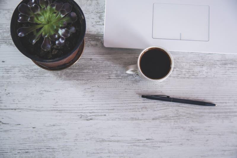 Cup of Coffee with Computer Stock Image - Image of white, office: 177321401