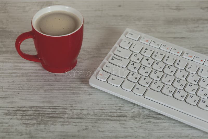 Cup of Coffee with Keyboard Stock Image - Image of coffee, laptop ...