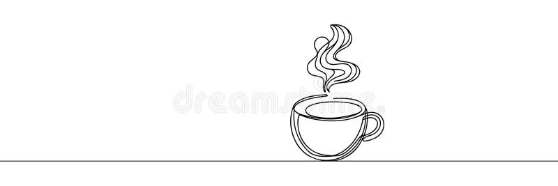 Cup of Coffee Continuous Line Drawing. Teacup One Line Art. Vector ...
