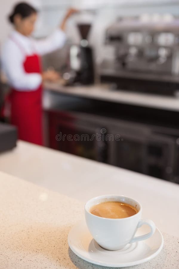 Cup of coffee on a counter stock image. Image of preparing - 37823835