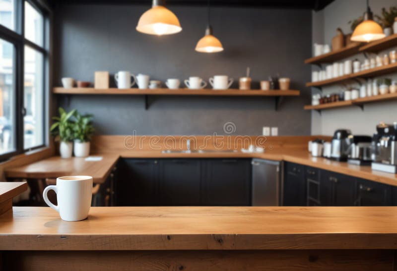A Cup of Coffee on Counter Table Coffee Shop Stock Illustration ...