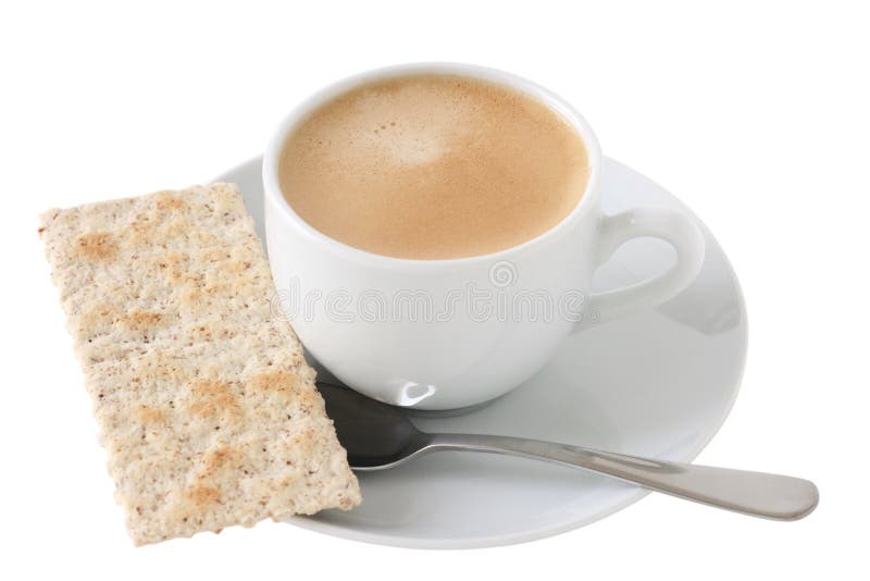 A Cup of Coffee with Cracker Stock Photo - Image of isolated, heat ...