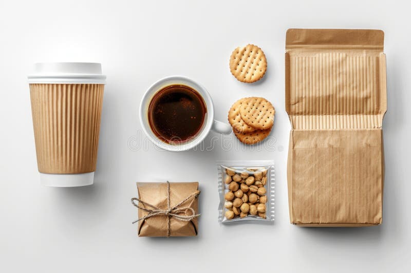 A Cup of Coffee, Crackers, and Cookies Set Out on a Table for a Quick ...