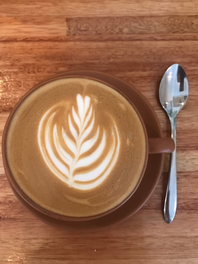 Cup of Coffee with Cream in a Bar Stock Photo - Image of cafe, coffee ...